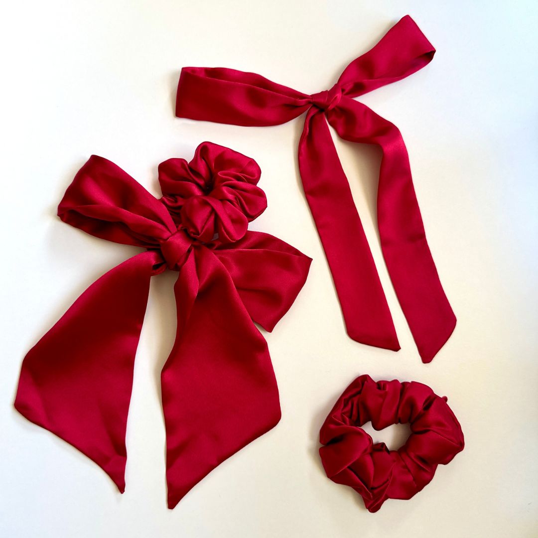 Christmas Silk Hair Ribbon for Chic Hairstyles | Festive Hair Bow – The ...